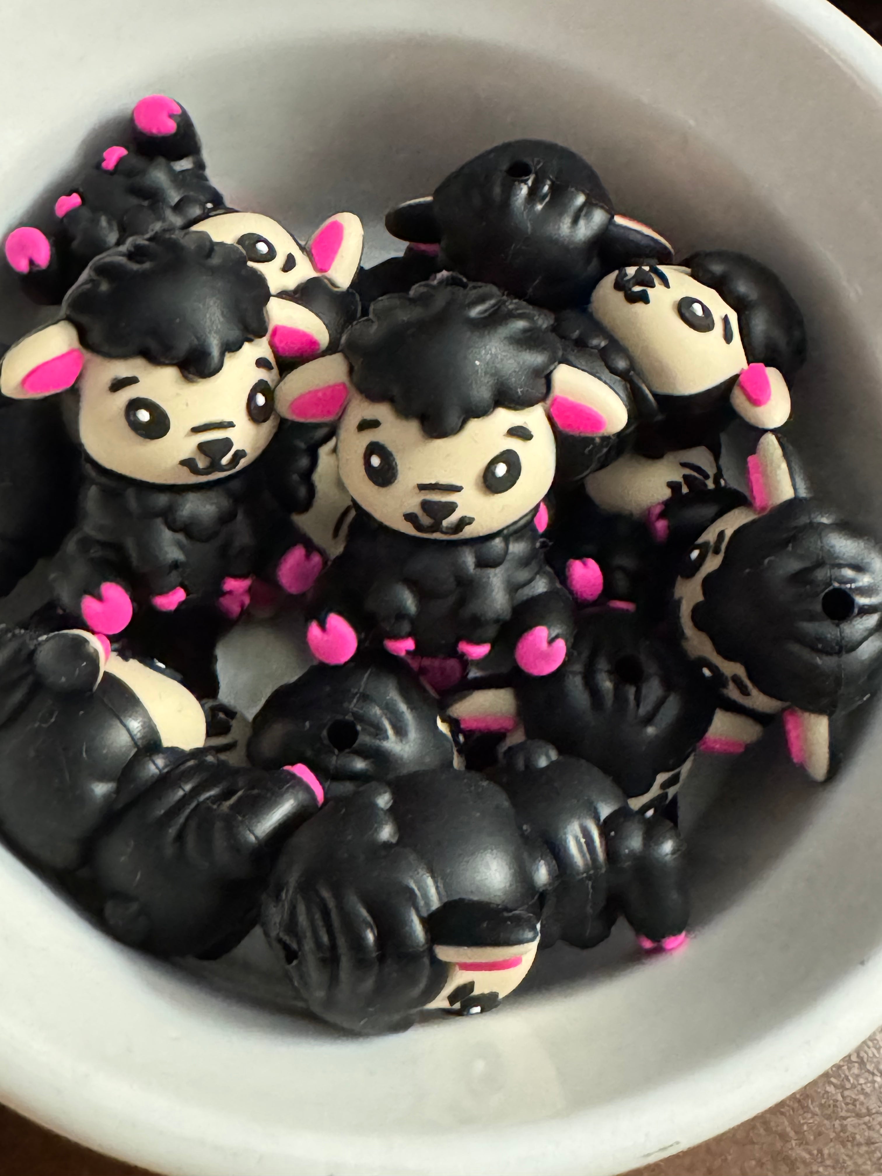 3d Black Sheep Maxine Silicone custom focal bead -1 – Nikki's Sweet Phenomena Focals & Beads